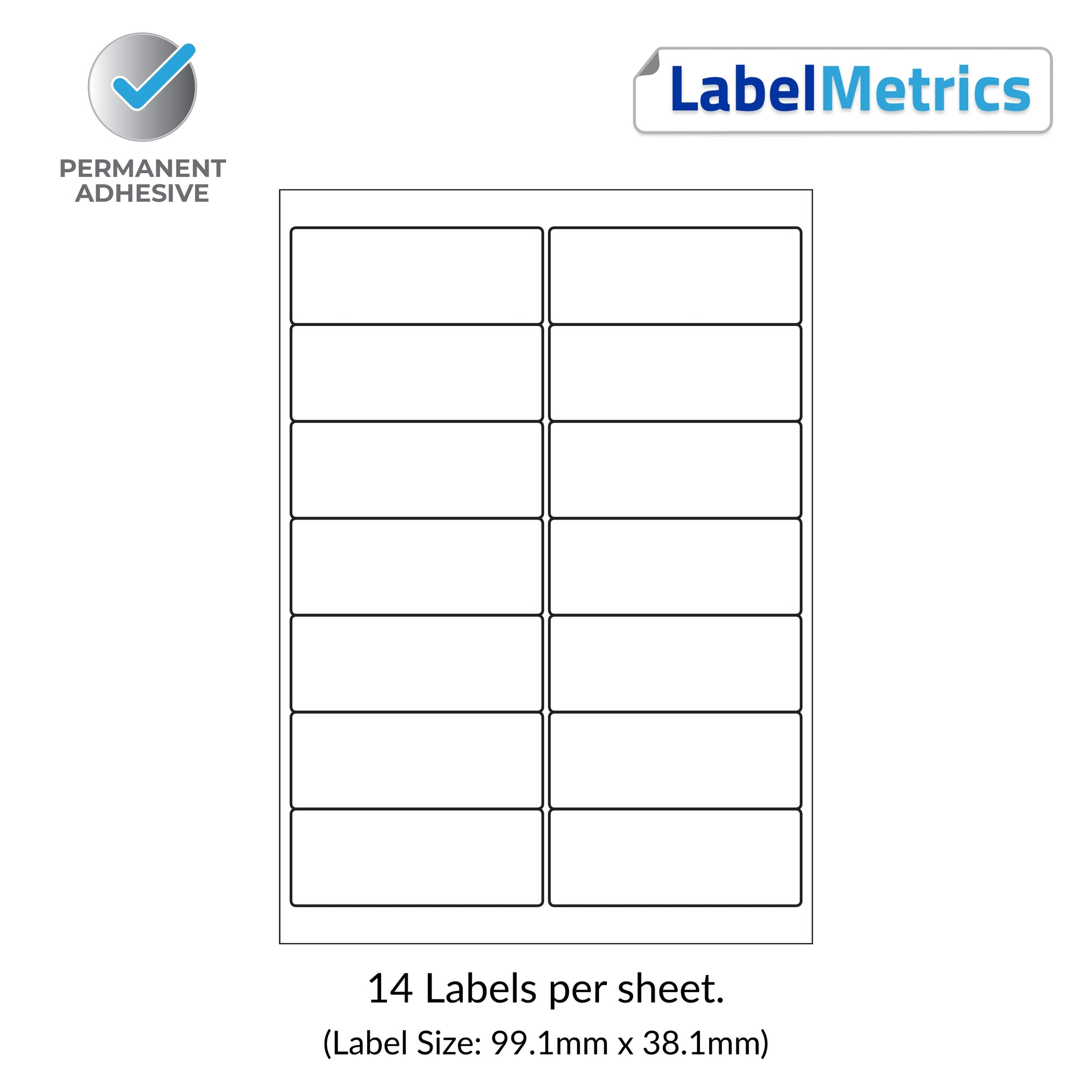 A4 Laser Labels - Inkjet Labels - 14 Per Sheet, 99.1mm x 38.1mm (LL14 ...