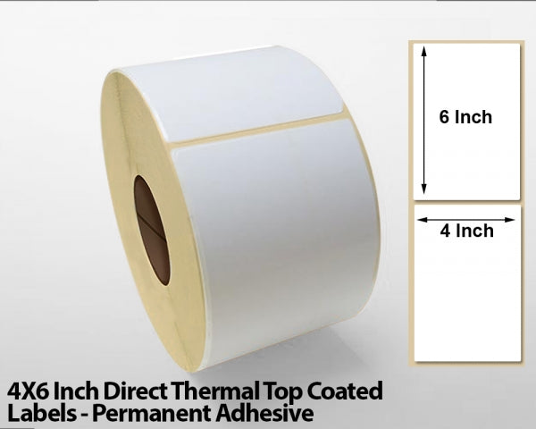 4 x 6 Inch Direct Thermal Top Coated Labels - Permanent Adhesive ...